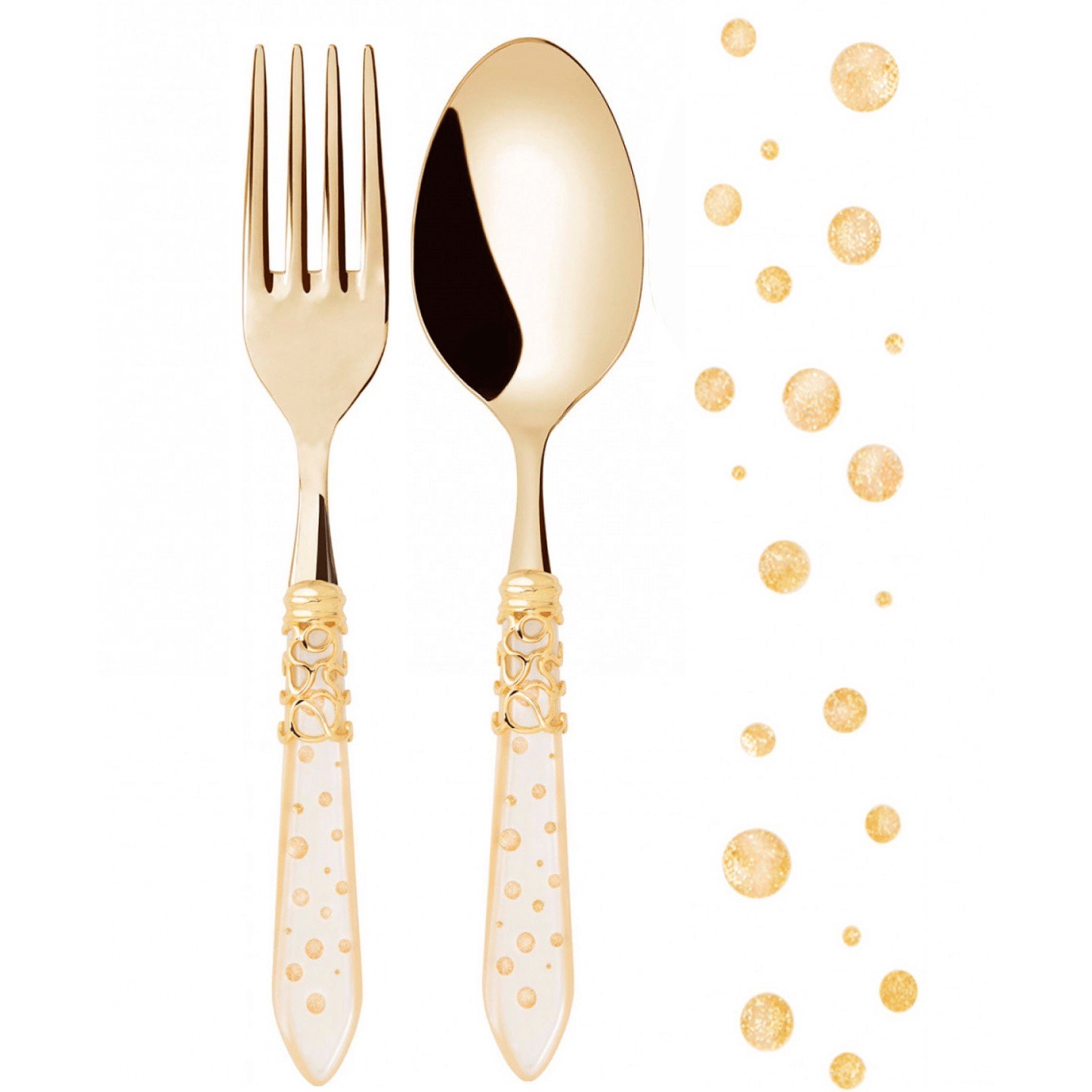 Melodia Galleria Gold PVD 2 Piece Serving Set ivory